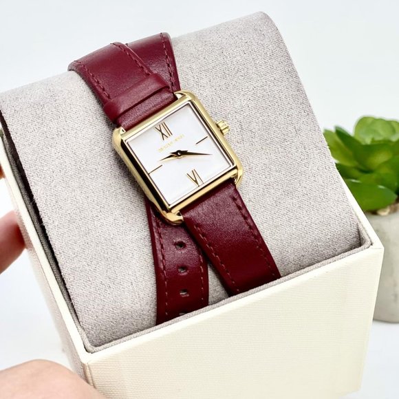 Michael Kors | Accessories | Nwt Michael Kors Lake Red Leather Watch ...